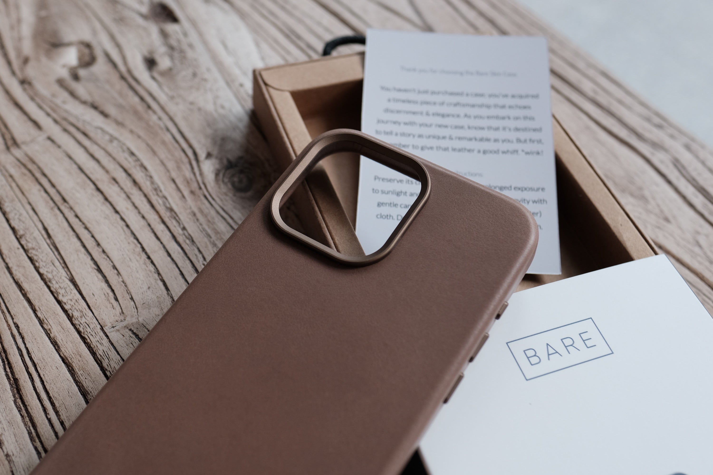 Bare Skin Case - Full-Grain Leather Case for iPhone 15 Pro - Bare Singapore